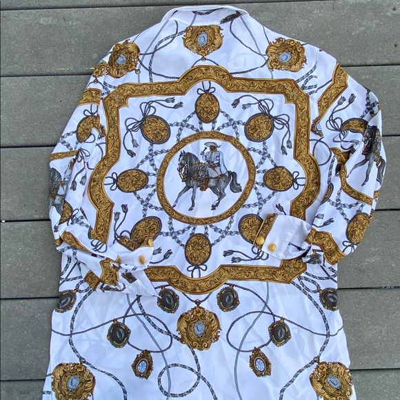 Basler | Tops | Basler Vintage Equestrian Gold Button Down Shirt | Poshmark